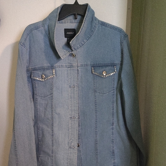 Ashro | Jackets & Coats | Ashro Light Blue Jean Jacket With Silver ...